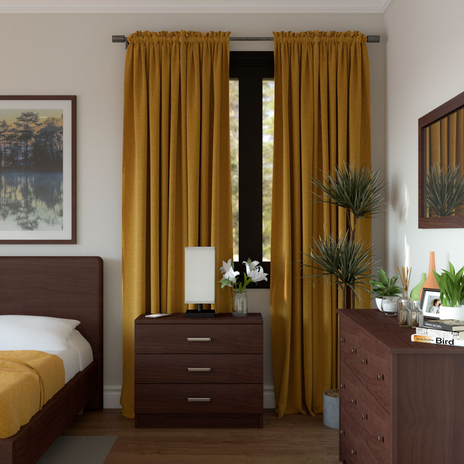 8 Awesome Curtain Colors To Complement Dark Wood Furniture - roomdsign.com