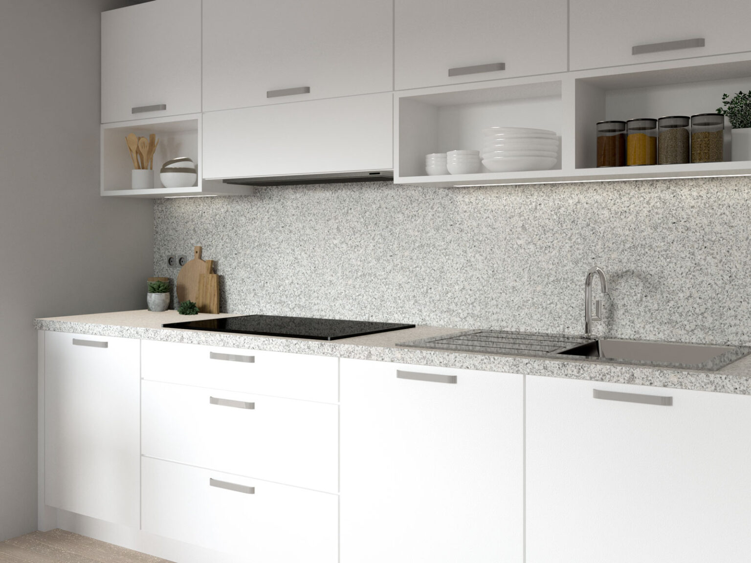 10 Backsplash Ideas Complementing White Cabinets & Granite Countertops ...